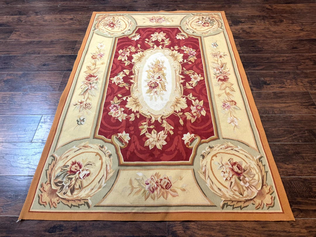 Aubusson Rug 4x6, Red, Floral, European Design, Vintage, Wool - Etsy