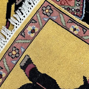 Unique Indian Pictorial Rug 2x3, Small Wool Hand Knotted Oriental ...