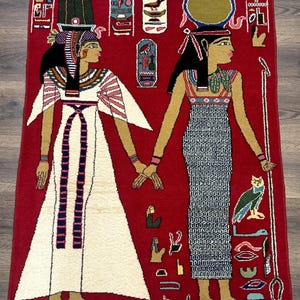 Egyptian Pictorial Rug 3x4, Hieroglyphic Pictorial Rug, Egyptian Prince ...