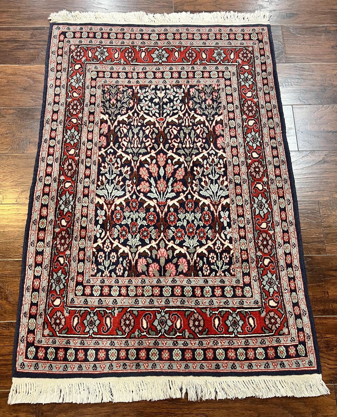 Pak Persian Rug 3x4, Wool Hand Knotted Vintage Traditional Carpet, Navy ...