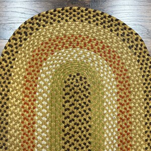 Small Oval Braided Rug 2x4, Yellow Multicolor Oval Rug, Wool Braided ...