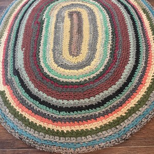 Antique American Braided Rug 5x7, Oval Multicolor Handmade Wool Braided ...