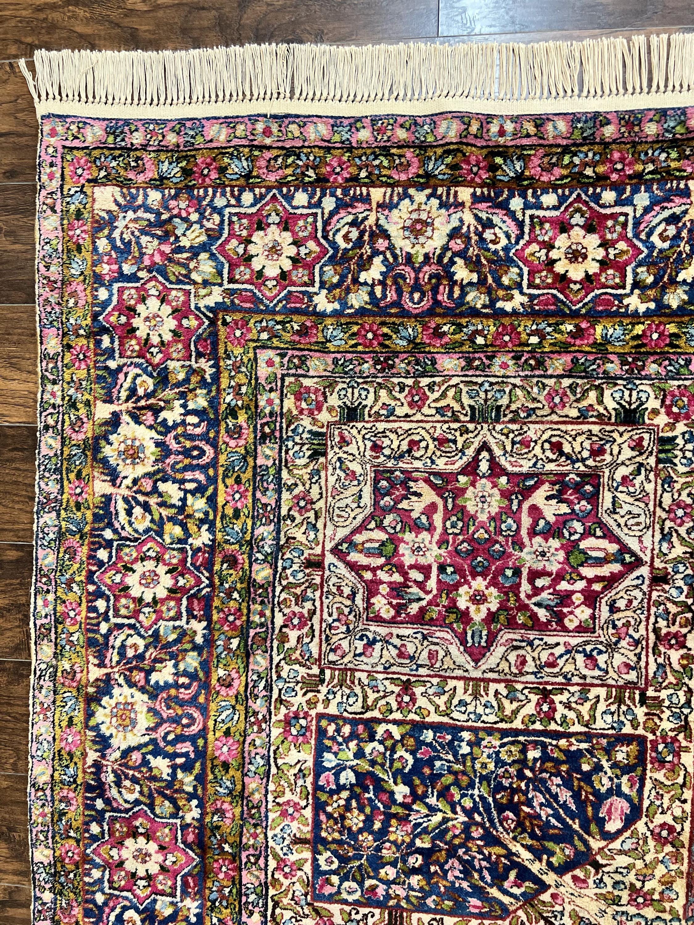 Persian Kirman Lavar Rug 8x9, Antique Persian Carpet, Colorful ...