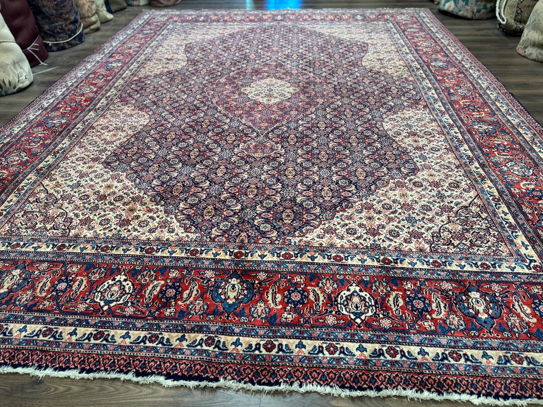 Persian Rug 11x14, Palace Sized Navy Blue Persian Carpet, Wool Persian ...