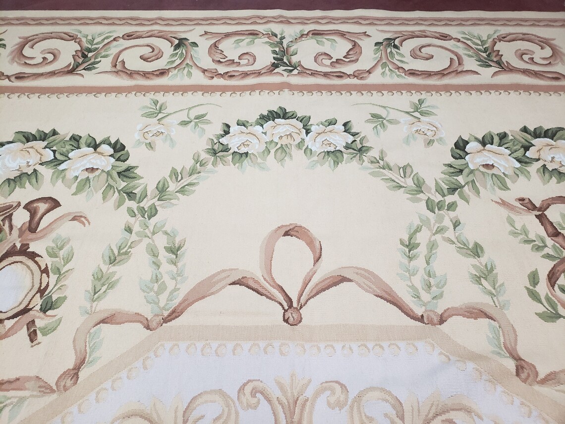 Elegant Aubusson Rug 10 X 14 Cream and Ivory Simple Aubusson | Etsy