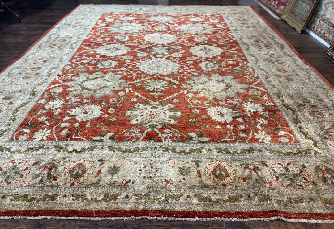 Pakistani Peshawar Rug 10x13, Burnt Orange, Large Handmade Wool Carpet ...