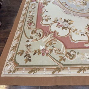 French Aubusson Rug 10x14, Vintage Flatweave European Handmade Carpet ...