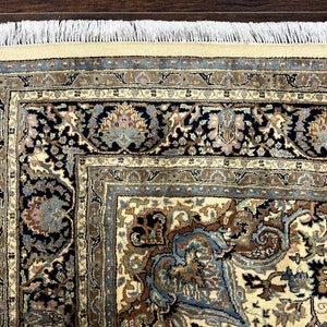 Indo Persian Rug 8x11, Cream, Floral, Handmade Vintage Wool Traditional ...