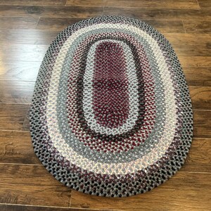 American Braided Rug 3x5, Multicolor, Vintage Mid Century Oval Braided ...