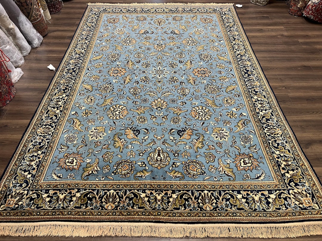 Marvelous Light Blue Persian Rug 9x12, Top Quality Floral Allover Semi ...