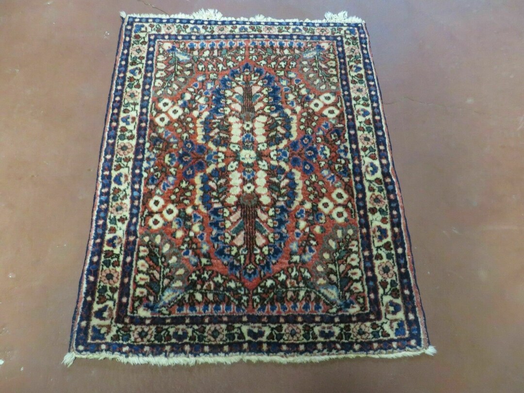 Small Persian Rug 2 X 2.6 Tiny Persian Carpet Red Blue Cream - Etsy