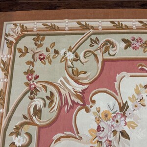 French Aubusson Rug 10x14, Vintage Flatweave European Handmade Carpet ...