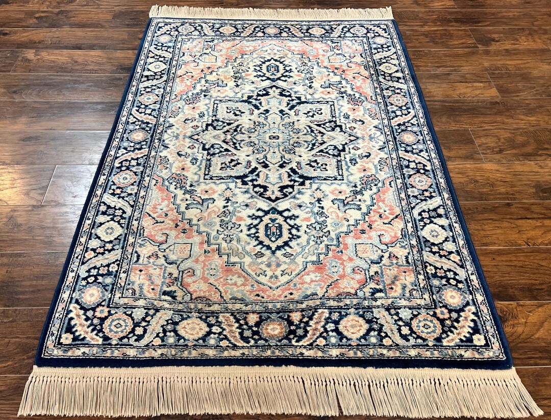 Karastan Blue Heriz Rug #748, Vintage Wool Karastan Carpet 4.3 X 6 ...