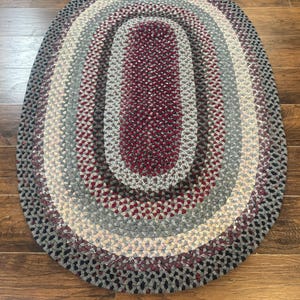 American Braided Rug 3x5, Multicolor, Vintage Mid Century Oval Braided ...