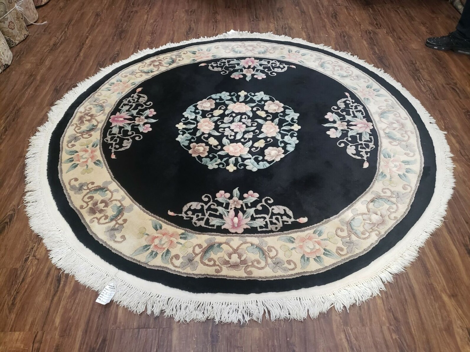 6' Vintage Round Handmade Chinese Peking Art Deco Wool Rug | Etsy