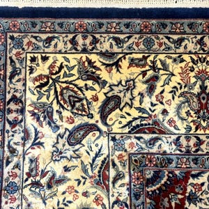Sino Persian Kerman Rug 10x14, Blue and Beige, Floral Medallion, Fine ...
