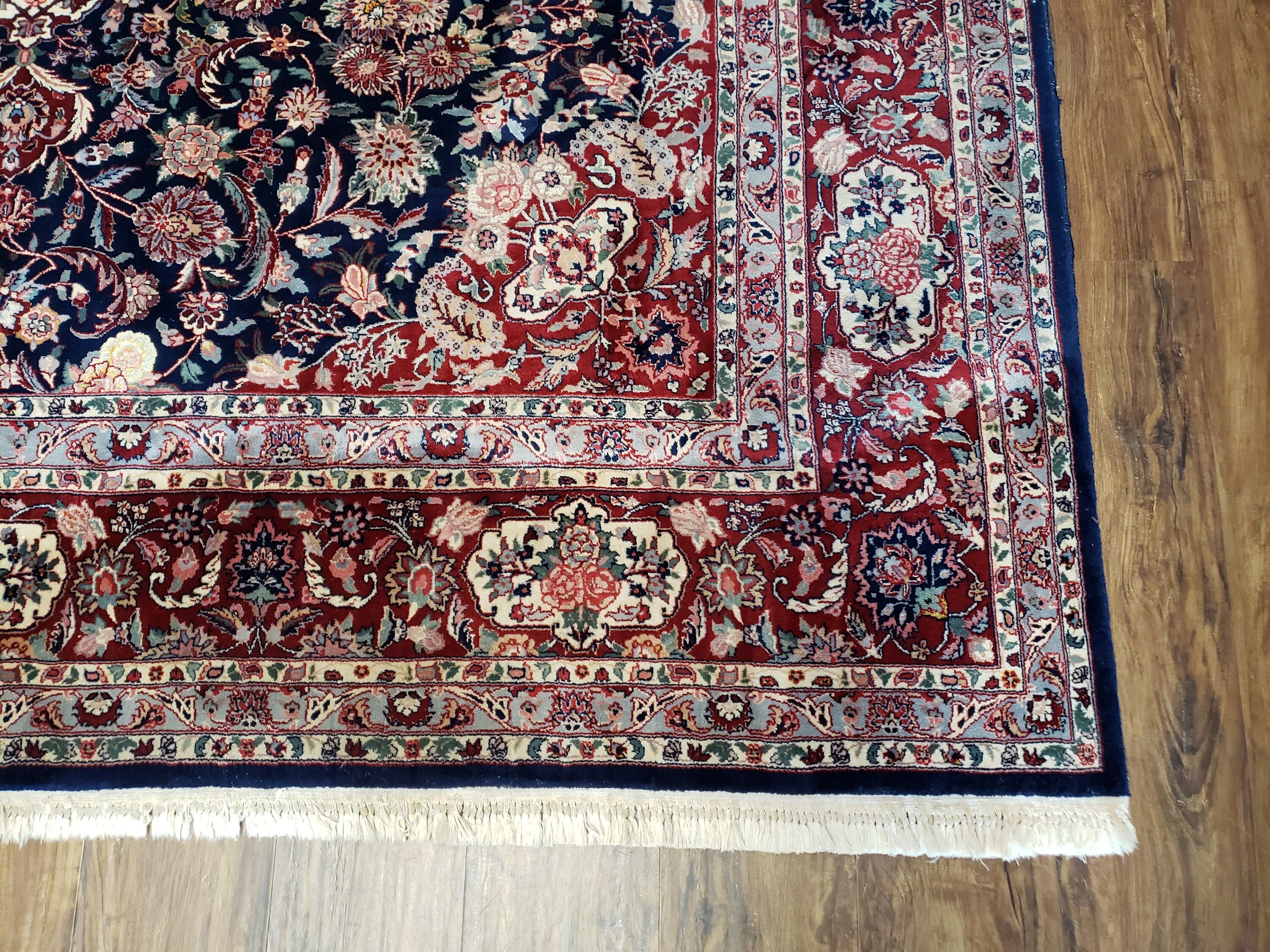 Vintage Dark Blue Persian Room Sized Rug 8x10 Wool & Silk - Etsy