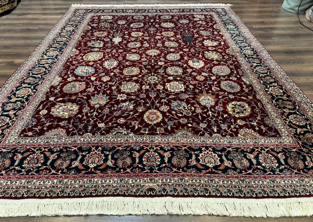 Pak Persian Rug 8x10, Dark Red, Wool With Silk Highlights, Fine - Etsy