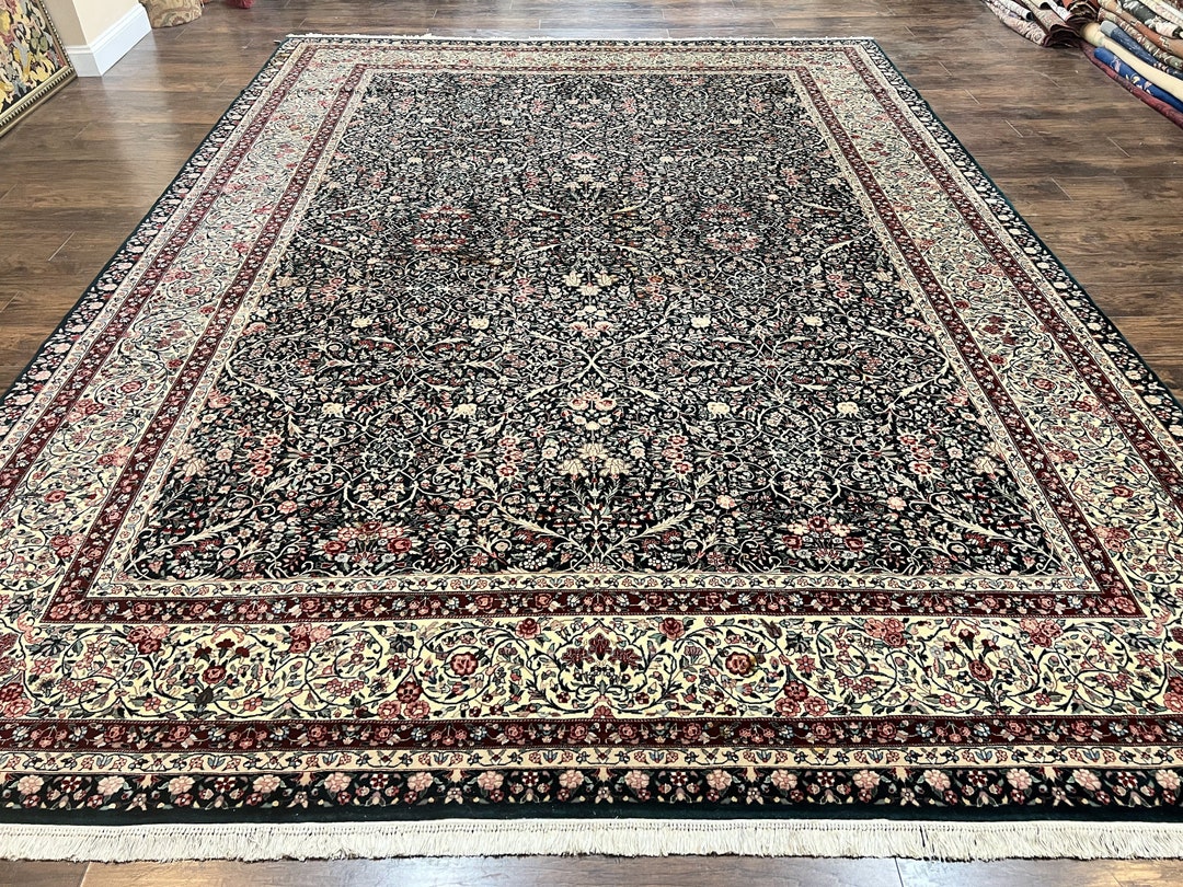 Large Sino Persian Rug 10x14, Wool Hand Knotted Vintage Carpet, Dark ...