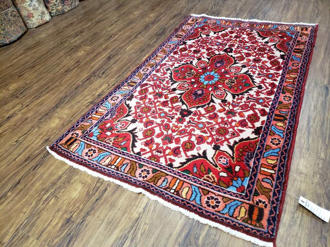 3x5 Handmade Rug 3x5 Vintage Oriental Rug Small Red Rug | Etsy
