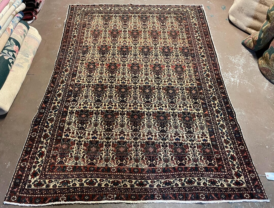 Antique Persian Rug 5x7, Wool Hand Knotted Oriental Carpet 5 X 7 Ft ...