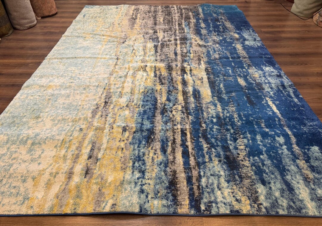 Modern Abstract Blue Area Rug 8x11 Ft - Etsy