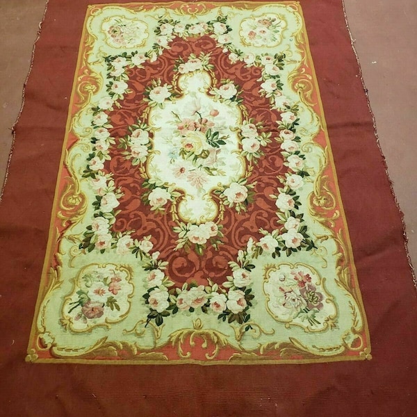 Antique Needlepoint Rug - Etsy