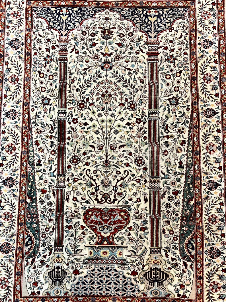 Pak Perisan Prayer Rug 4x6, Tree of Life Carpet, Handmade Vintage Wool ...