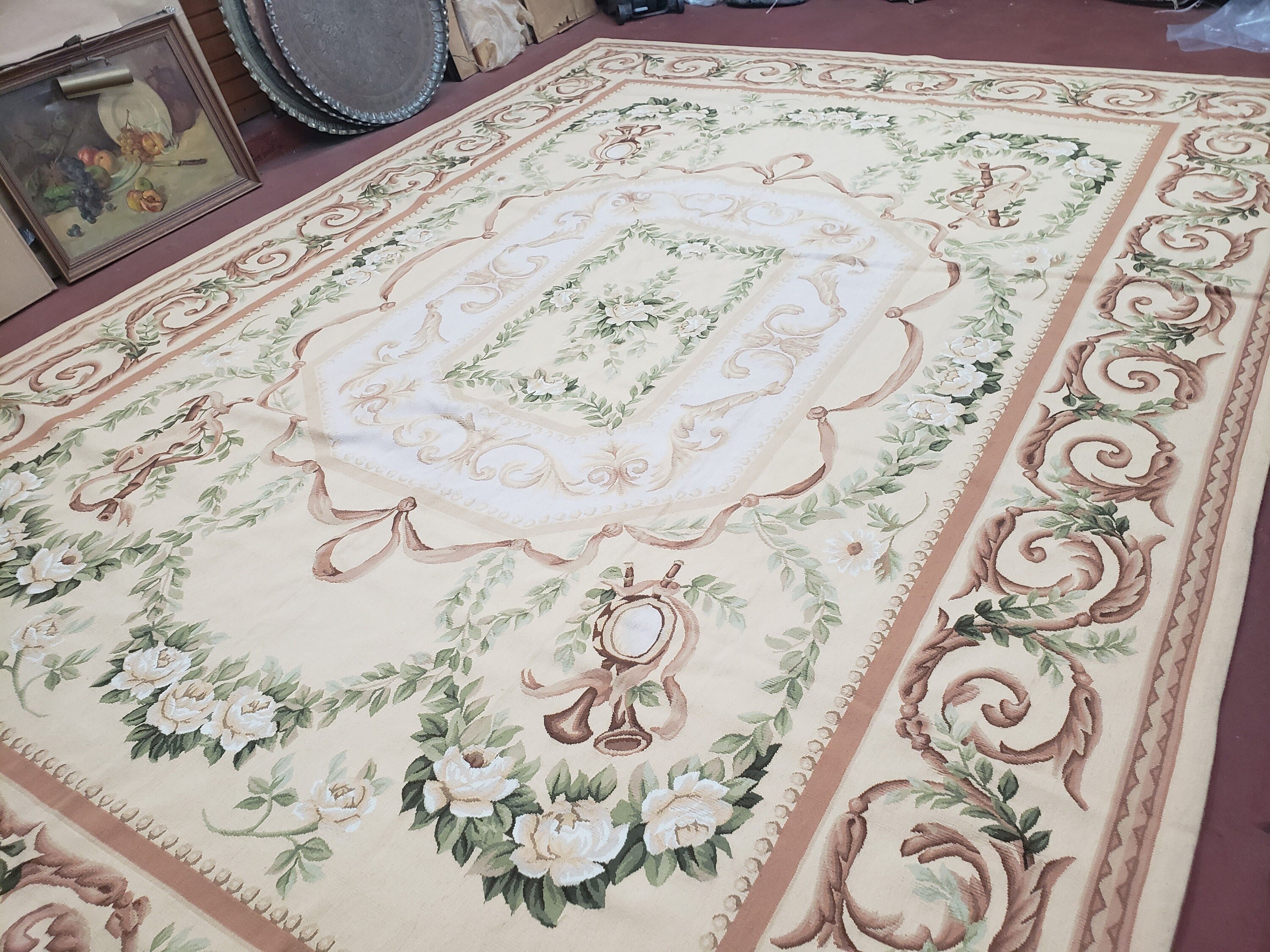 Elegant Aubusson Rug 10 X 14 Cream and Ivory Simple Aubusson - Etsy
