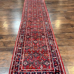 Long Persian Runner Rug 2.9 X 17, Red Handmade Wool Rug for Hallway ...