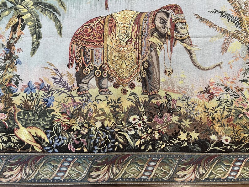 Vintage Tapestry 4 X 5.6, Adorned Elephant Pictorial - Etsy