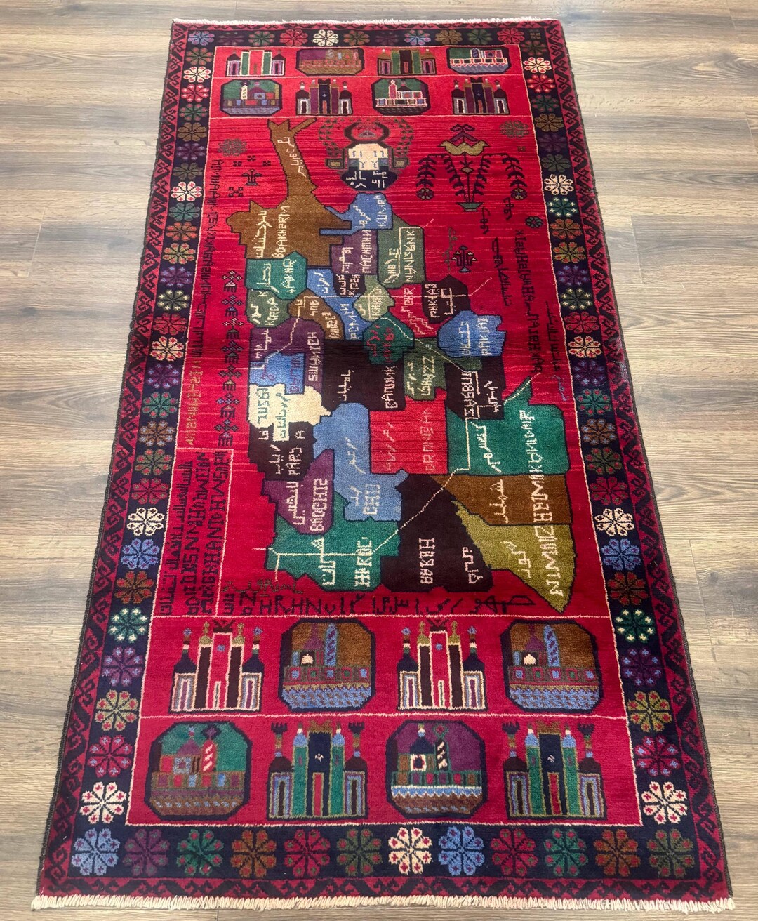Afghan Rug 3x7, Map of Afghanistan, War Rug, Tribal Rug, Balouch Rug ...