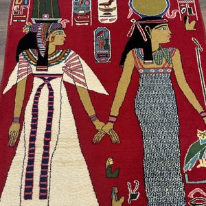 Egyptian Pictorial Rug 3x4, Hieroglyphic Pictorial Rug, Egyptian Prince ...