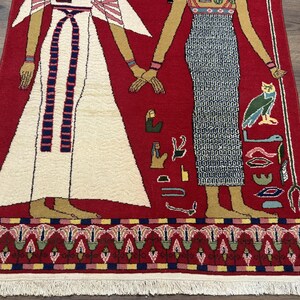 Egyptian Pictorial Rug 3x4, Hieroglyphic Pictorial Rug, Egyptian Prince ...