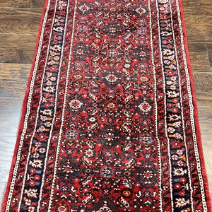 Long Persian Runner Rug 2.9 X 17, Red Handmade Wool Rug for Hallway ...