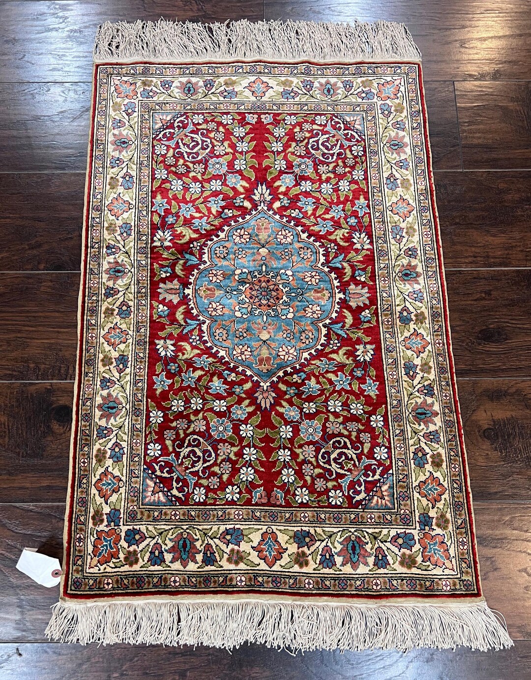 Silk Turkish Kayseri Rug 2x3, Small All Silk Turkish Carpet, Red and ...
