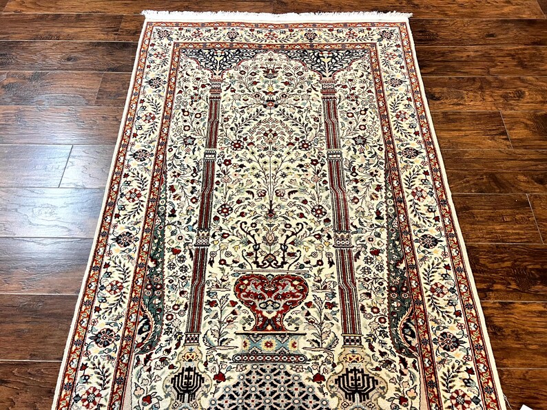Pak Perisan Prayer Rug 4x6, Tree of Life Carpet, Handmade Vintage Wool ...