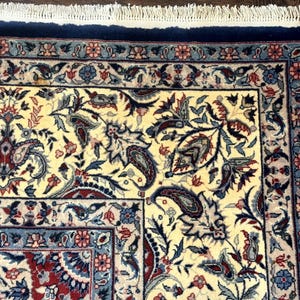 Sino Persian Kerman Rug 10x14, Blue and Beige, Floral Medallion, Fine ...