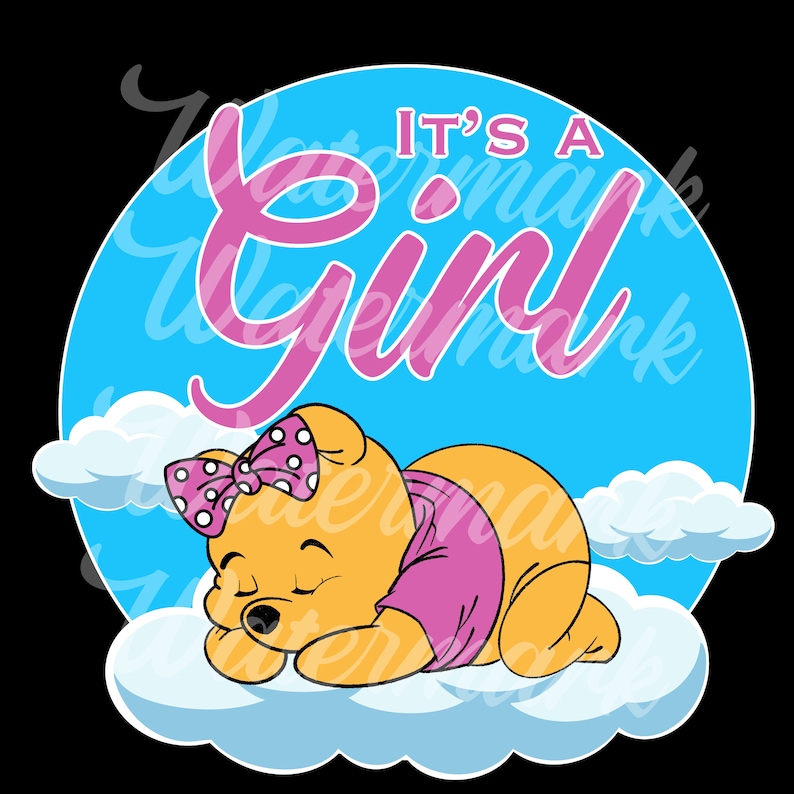 It's a Girl Baby Pooh .png File Transparent Background Perfect for Baby ...