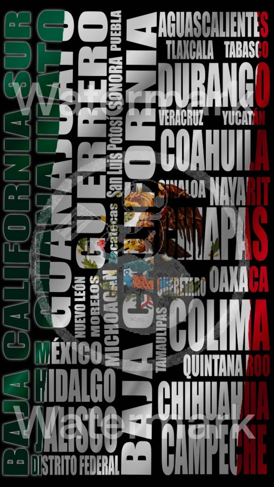 Mexico Flag With State Names .png Transparent Background High ...