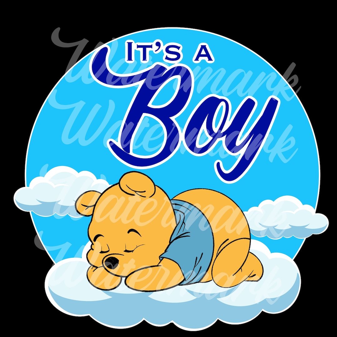 It's a Boy Baby Pooh .png File Transparent Background Perfect for Baby ...