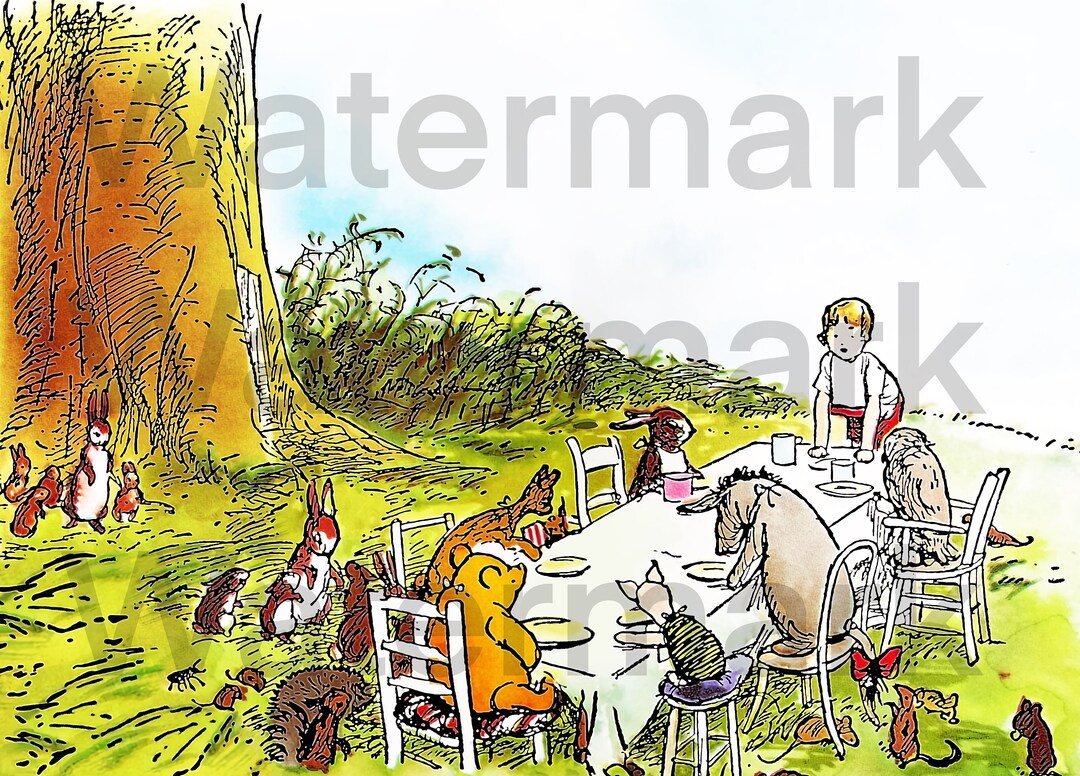 Classic Pooh Dinner Scene HD Digital Art Instant Download - Etsy