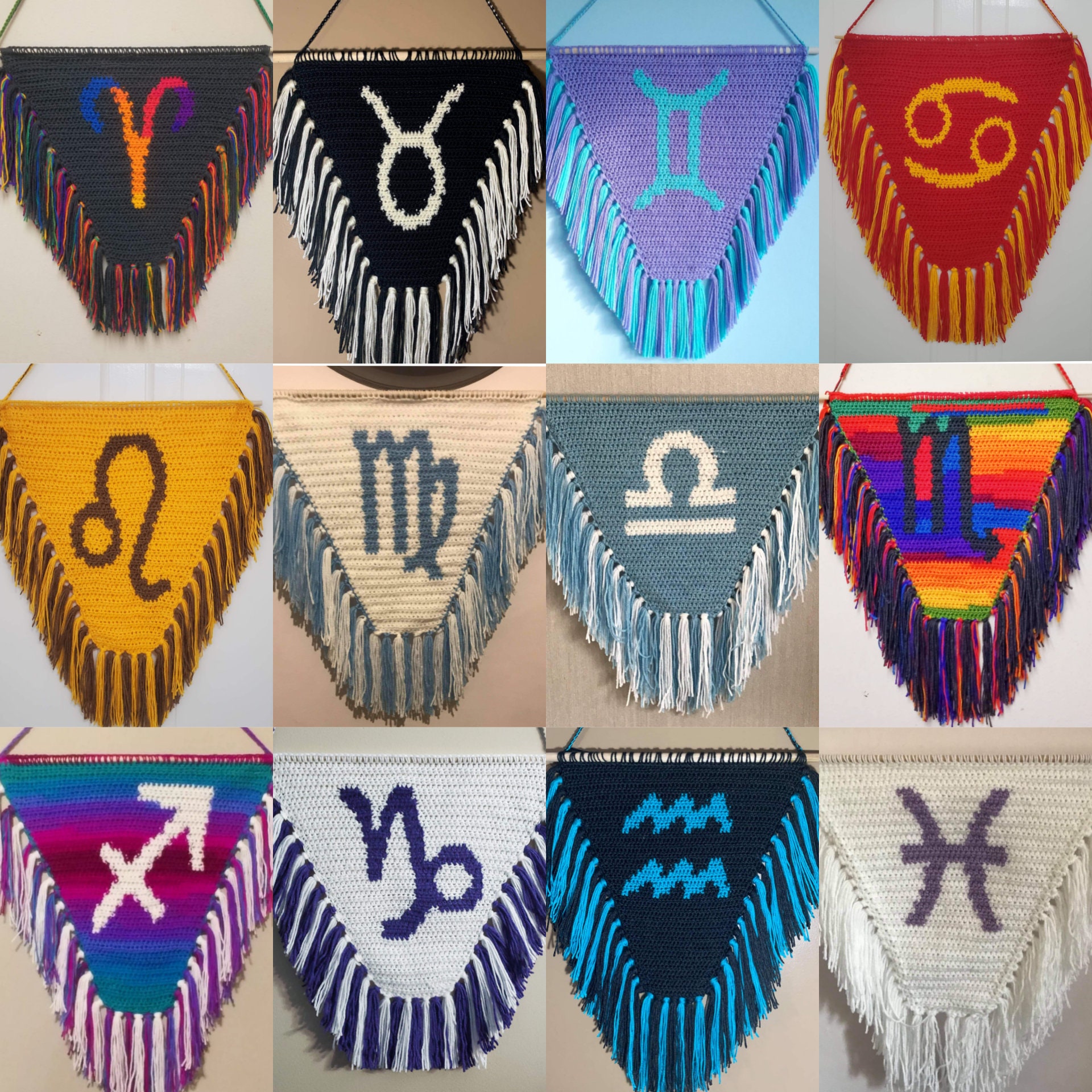Crochet Wall Hanging Patterns, Crochet Zodiac Signs, Crochet Wall ...