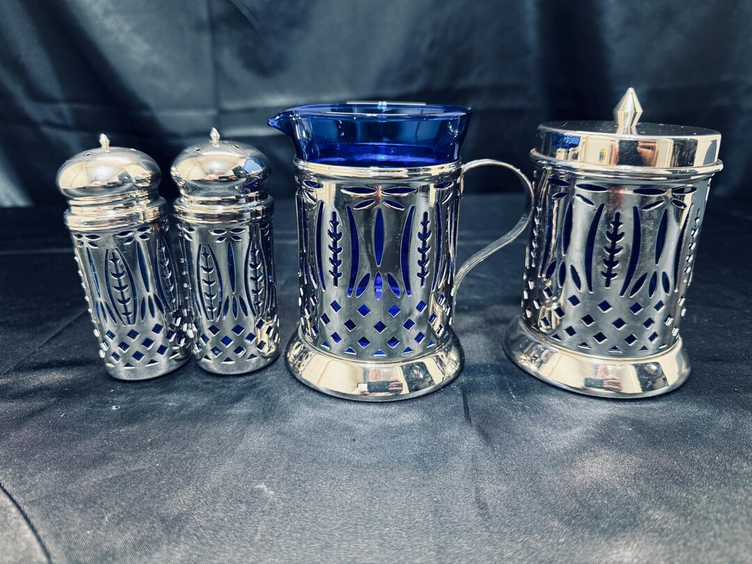 Vintage Avon Royal Sapphire Cobalt Creamer, Sugar, Salt & Pepper Set - Etsy