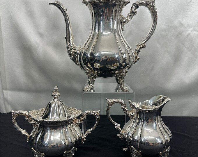 3pc Silverplated Tea Set, Wallace’s Rose Point Pattern - Etsy