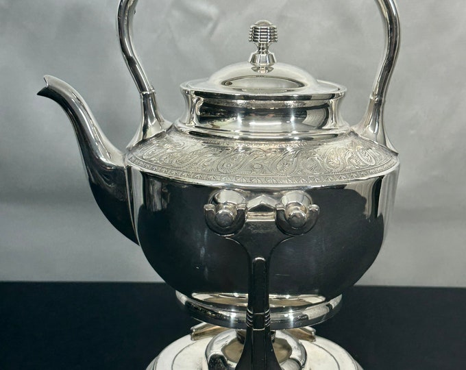 Tilting Teapot by Reed and Barton, Hot Water Pot With Stand and Burner ...