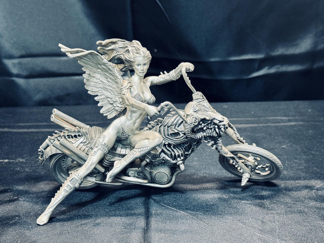 Franklin Mint Angel/temptress Temptation Ride Beast/motorcycle Pewter Sculpture - Etsy
