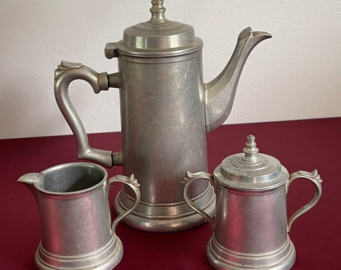 Vintage Italian Duratale by Leonard Pewter Coffee Tea Pot Creamer Sugar ...