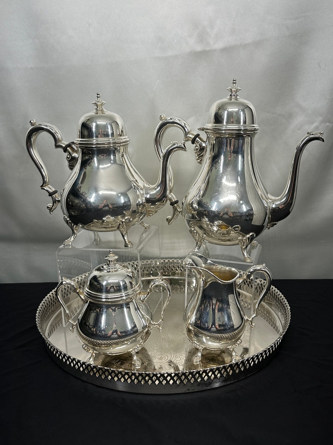 4pc Silver Plated Coffee and Tea Set, Georgian Court Pattern by ...