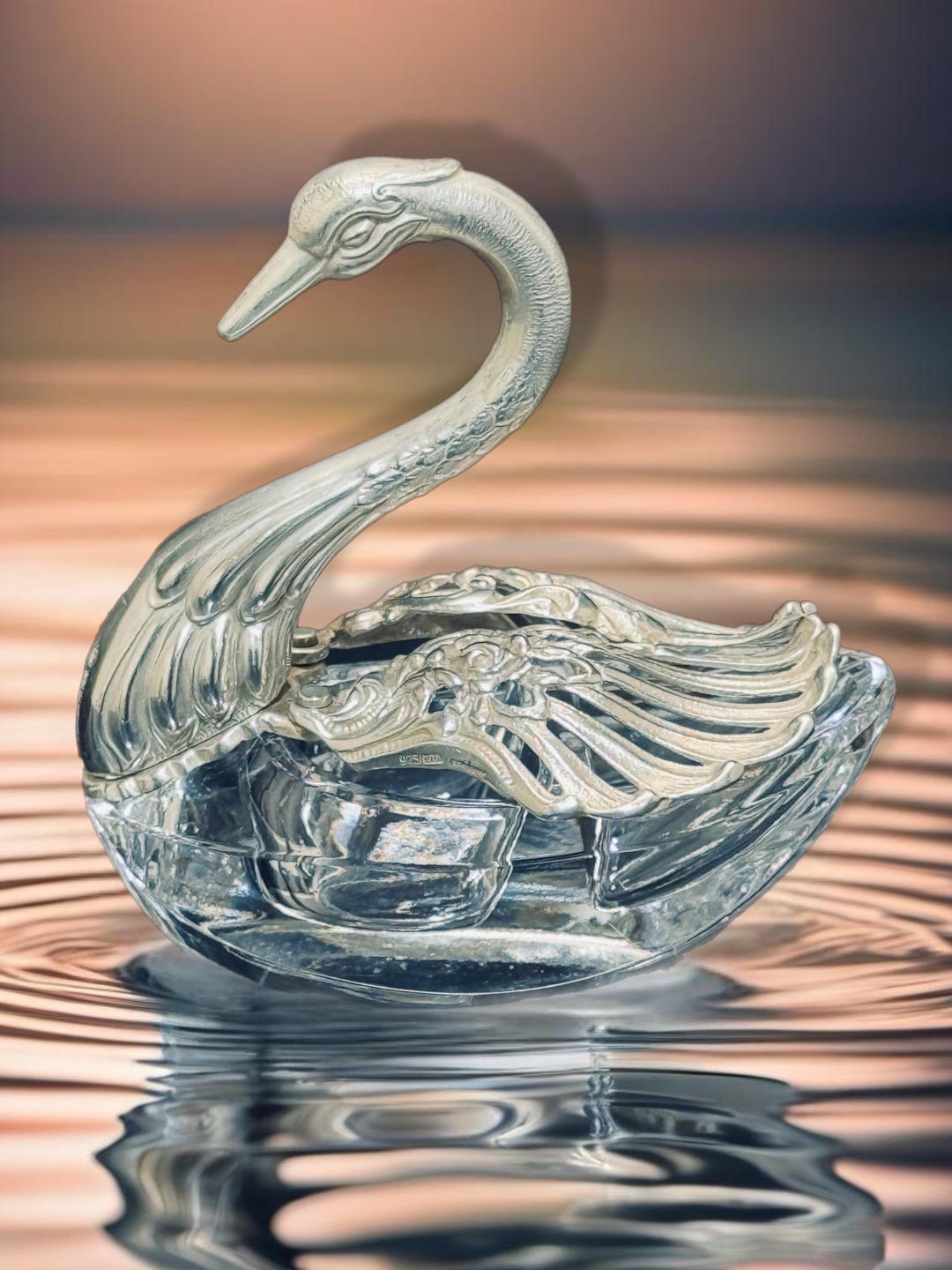 Vintage Sterling Silver Swan Salt Cellar: August Betz German Crystal - Etsy